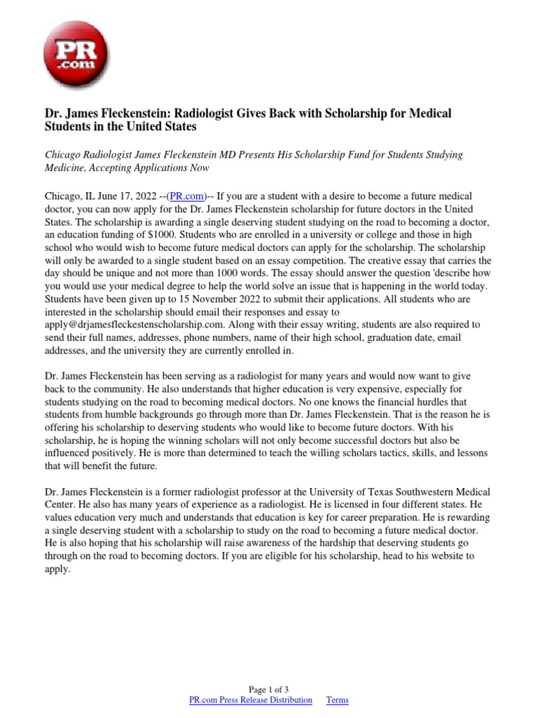 Dr. James Fleckenstein: Radiologist Gives Back With Scholarship For ...