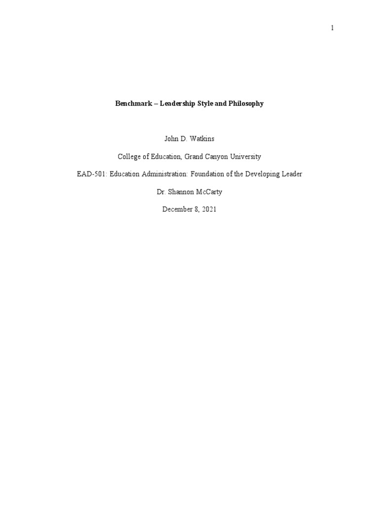 benchmark - leadership style and philosophy | PDF | Leadership ...