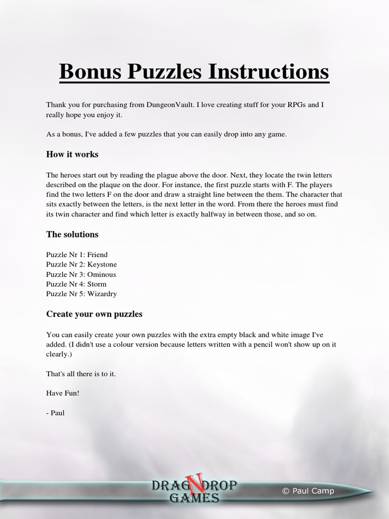 Bonus Puzzles Instructions: How It Works | PDF