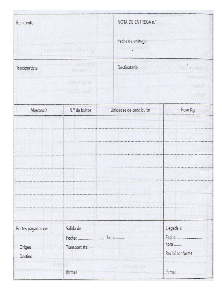 Ficha Nota de Salida de Mercaderia | PDF