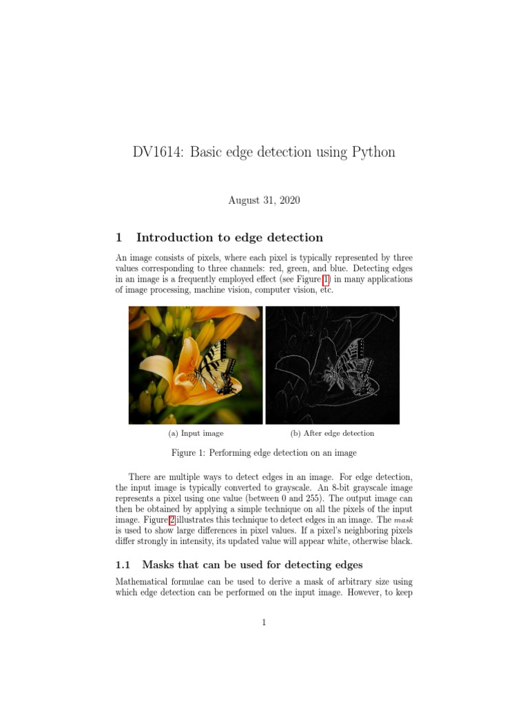Dv1614 Basic Edge Detection Using Python Pdf Function Mathematics 6775