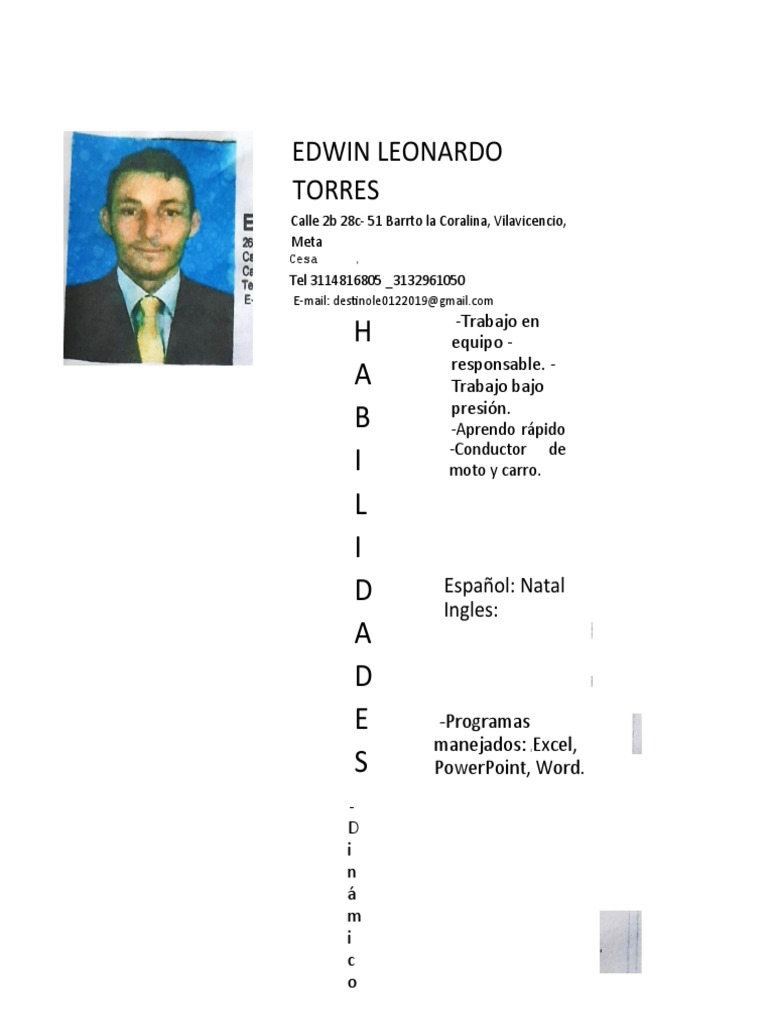 H A B I L I D A D E S: Edwin Leonardo Torres | PDF | Justicia | Crimen y violencia
