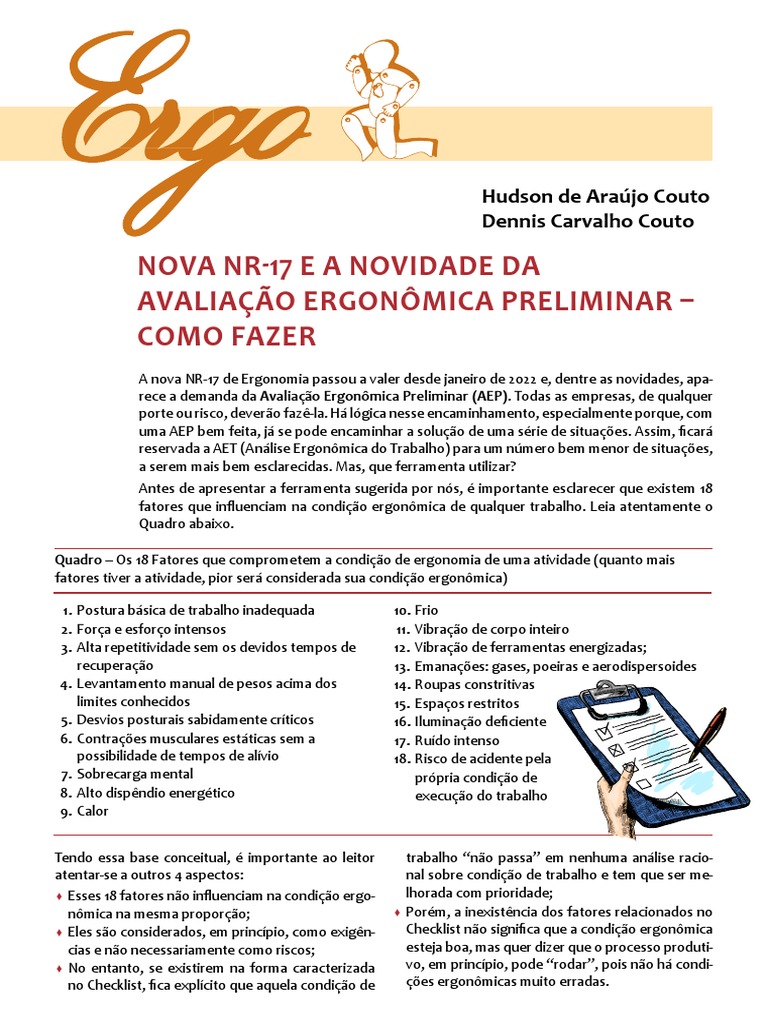 Checklist para AEP Ergo Ltda 2022 | PDF | Fatores humanos e Ergonomia ...