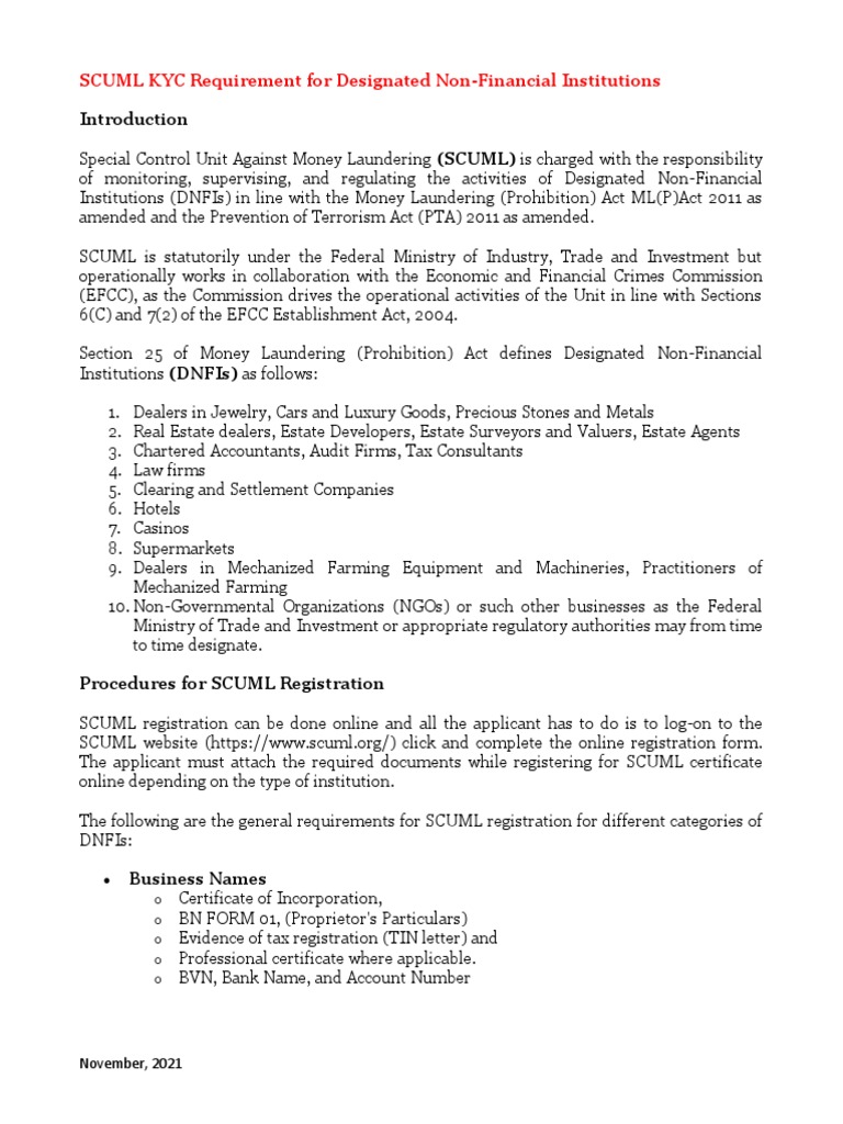 SCUML Registration Guide for DNFIs | PDF | Money Laundering | Government