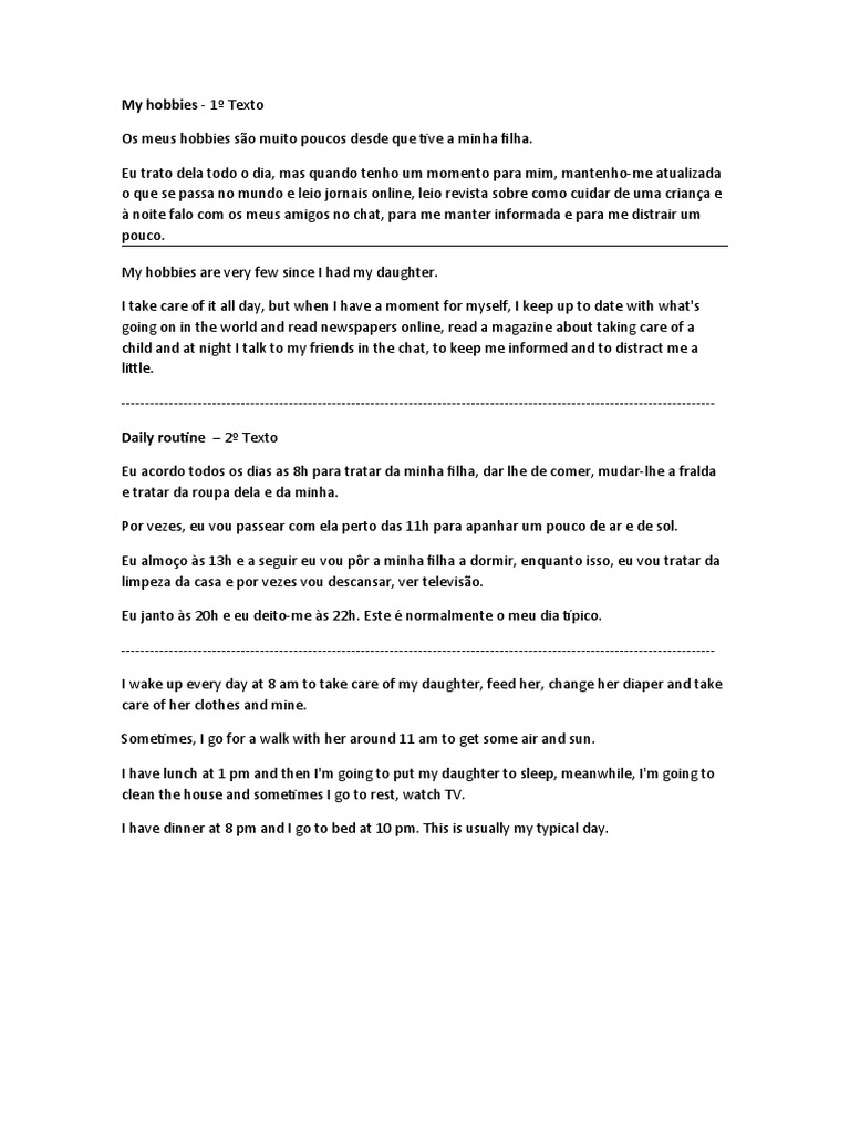 My Hobbies - Daily Routine | PDF