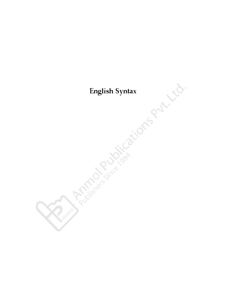 English Syntax | PDF | Syntax | Grammar