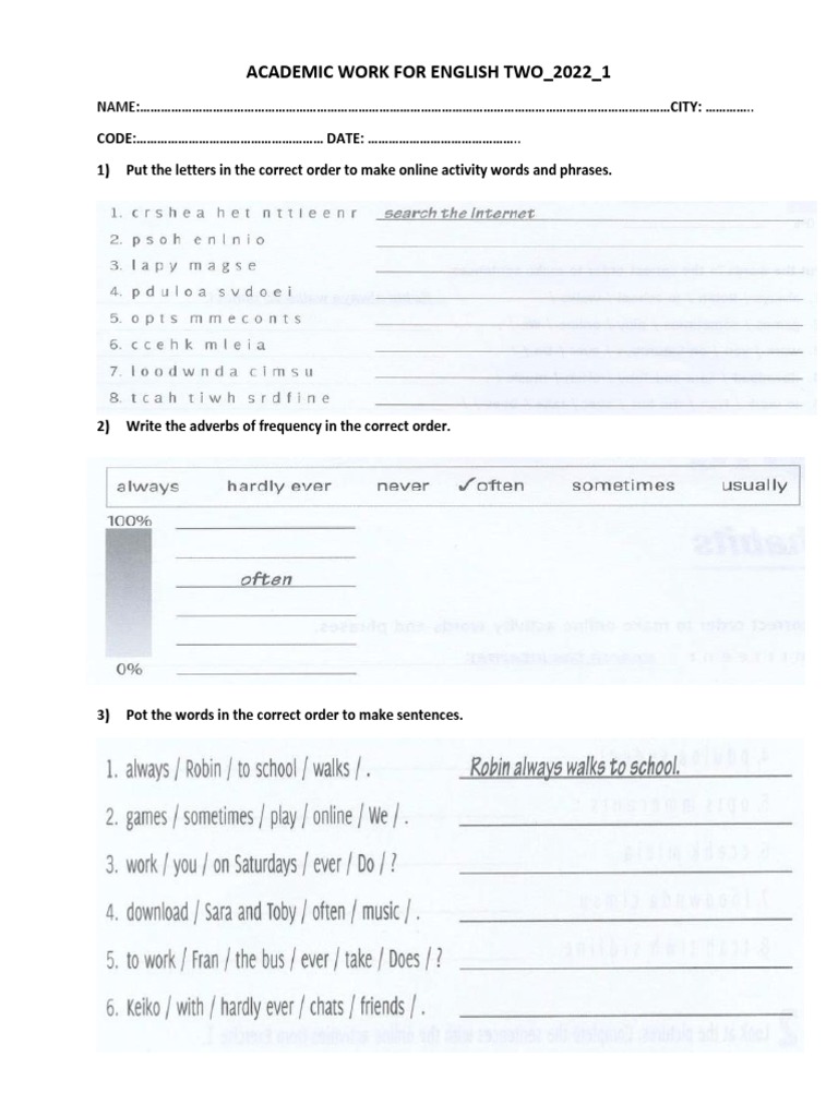 Academic Work For English Two - 2022 - 1 | PDF