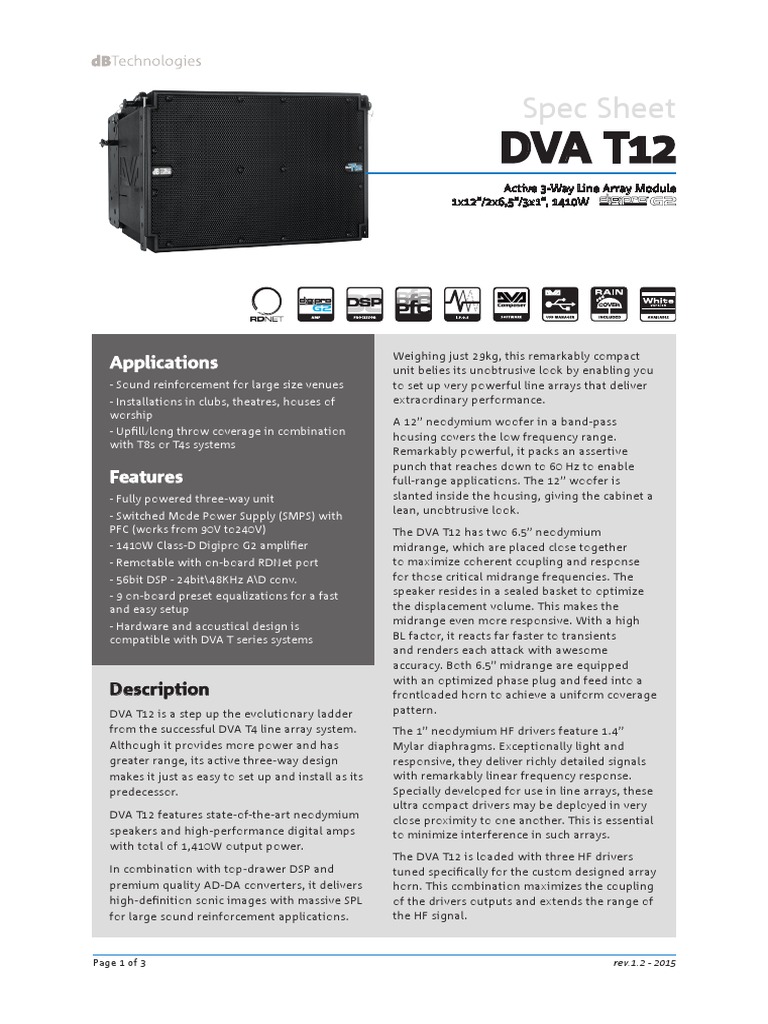 DVA T12 Datasheet | PDF | Loudspeaker | Equalization (Audio)