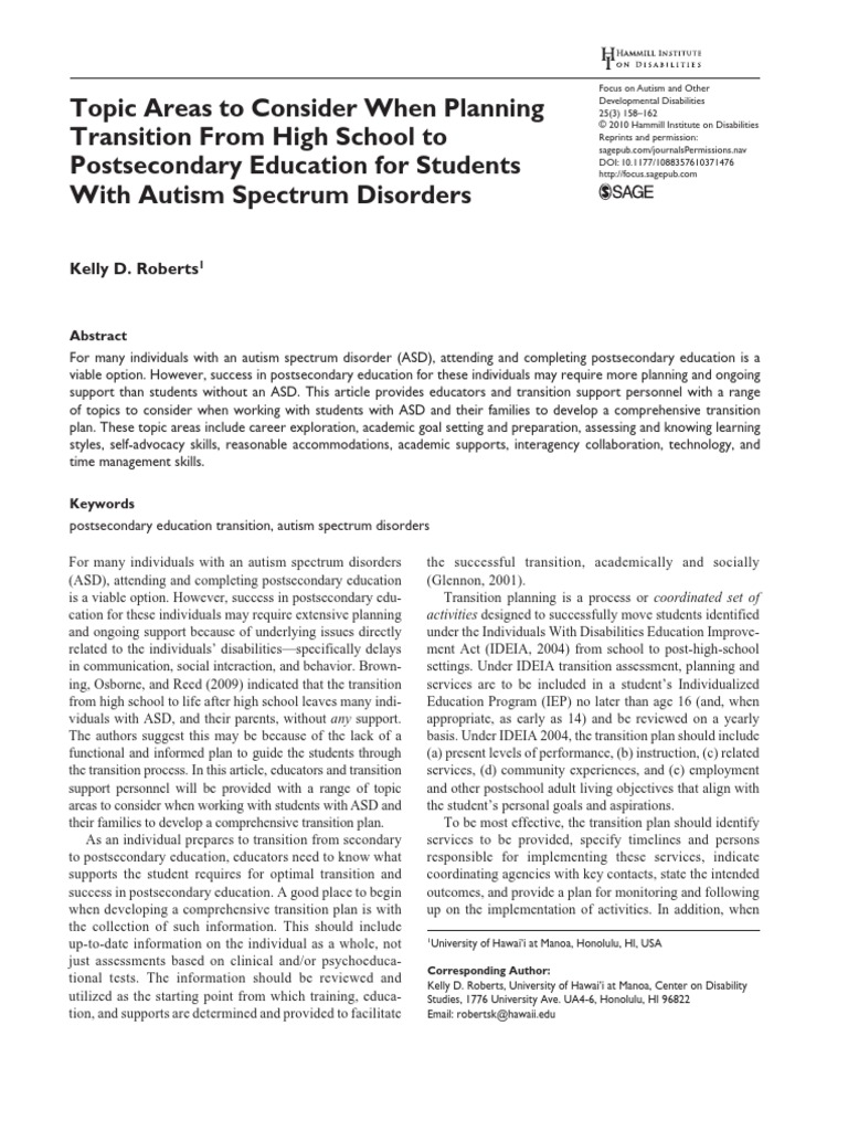 Transition Planning | PDF | Autism Spectrum | Individualized Education ...