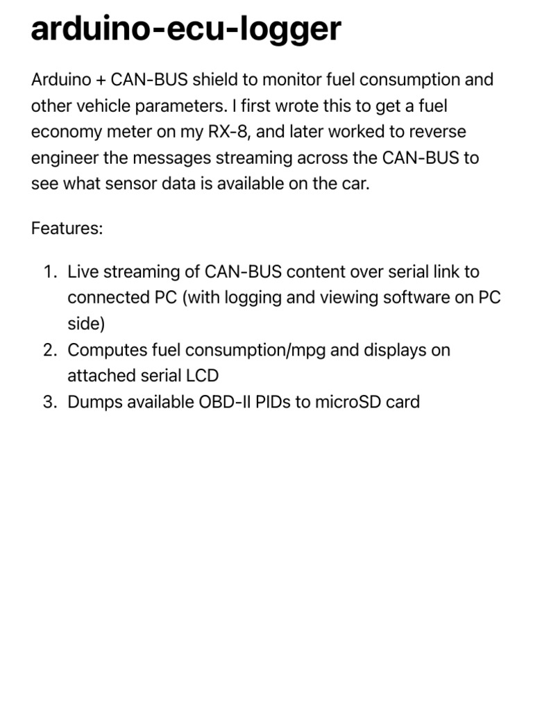 Arduino Ecu Logger Based Obd2 Engine Monitor And Data Logger Pdf Computing Computer