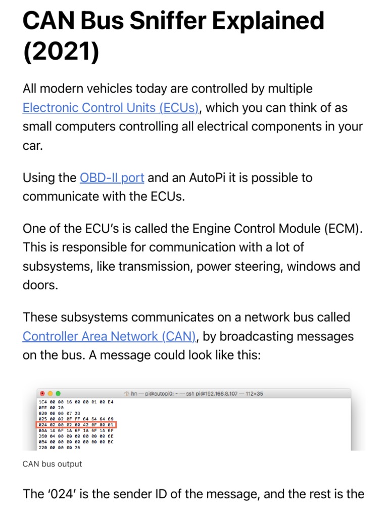 Electronic Control Units (Ecus) : Can Bus Output | Download Free PDF ...