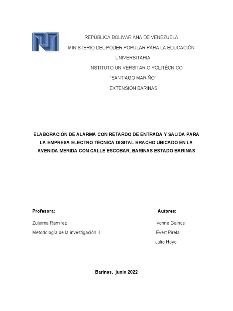 Proyecto Alarma. | PDF | Relé | Valores