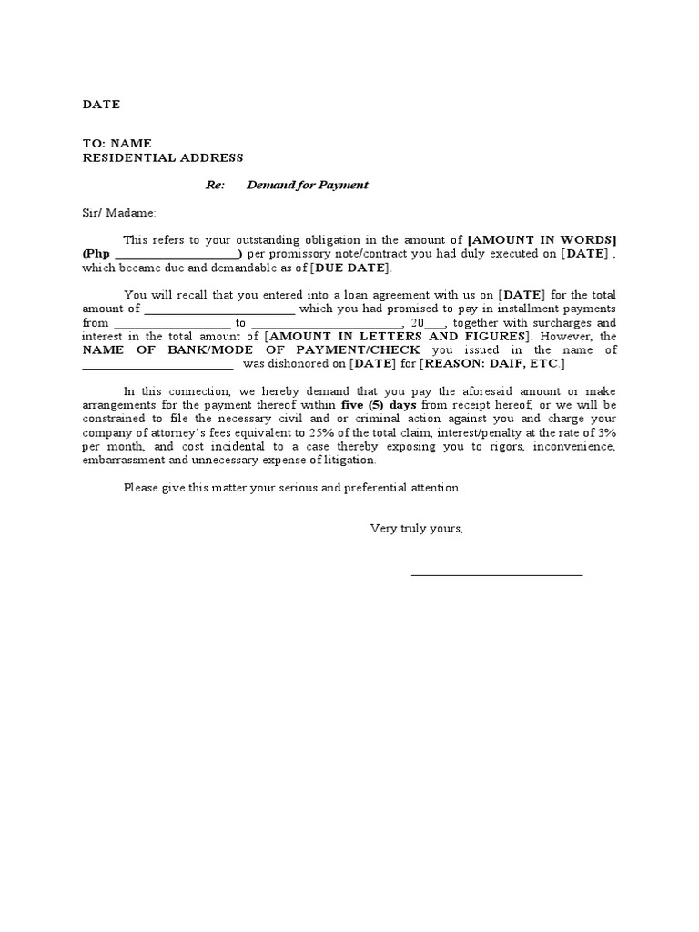 Demand Letter Formnat | PDF