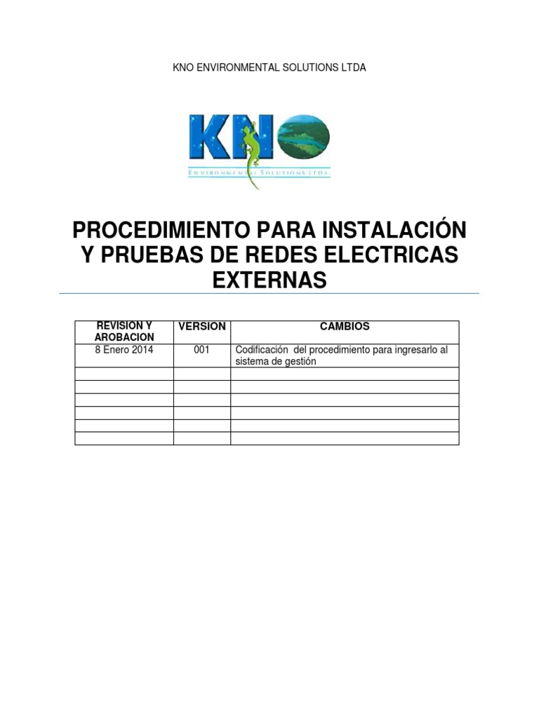 P-P-15 Procedimiento para Instalación y Pruebas de Redes Electricas Externas | PDF | Aislador ...