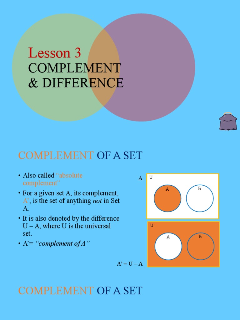 Lesson 3: Complement & Difference | PDF | Mathematics | Mathematical ...