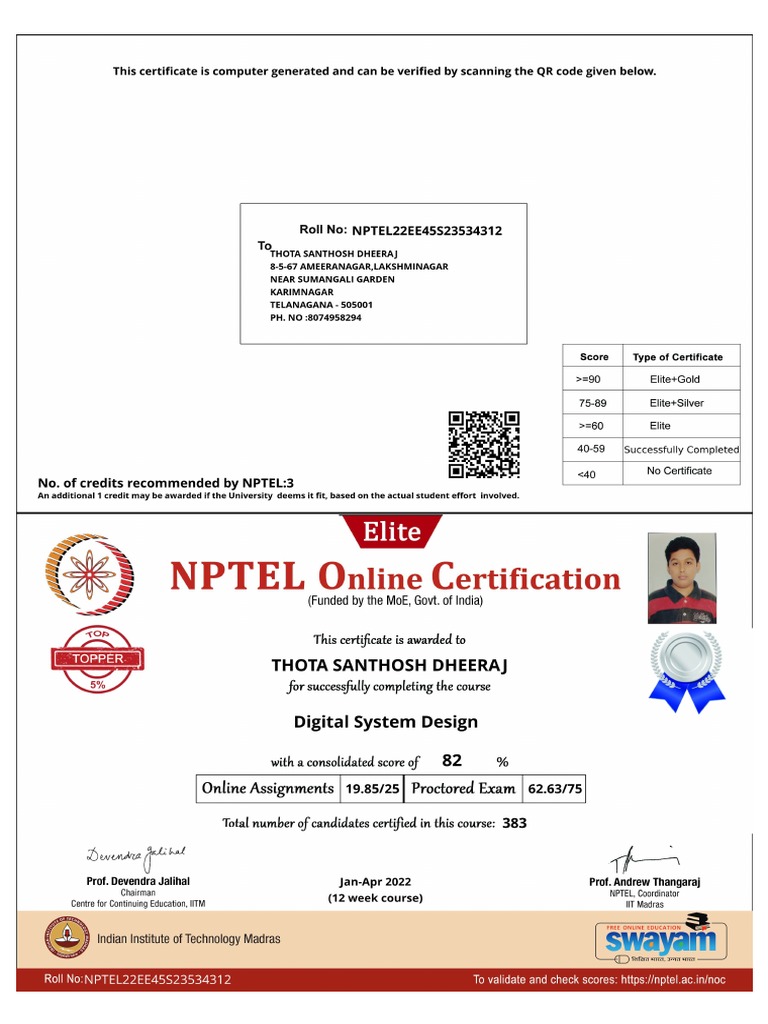 Nptel Certificate DSD | PDF