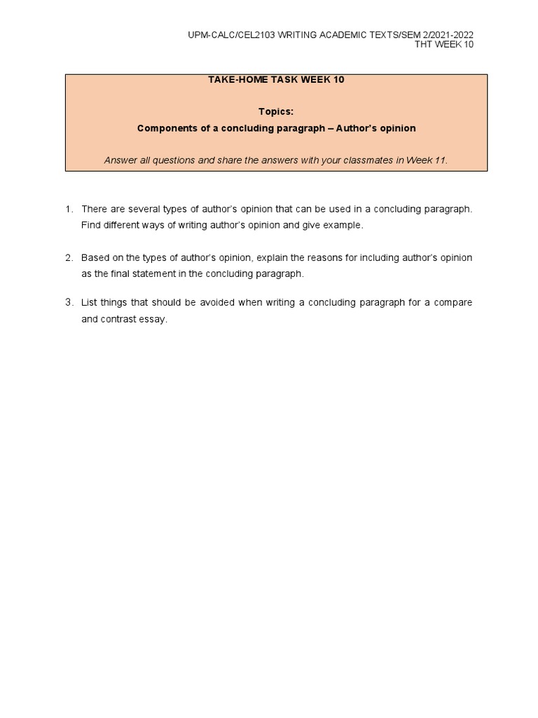 Answer All Questions and Share The Answers With Your Classmates in Week ...