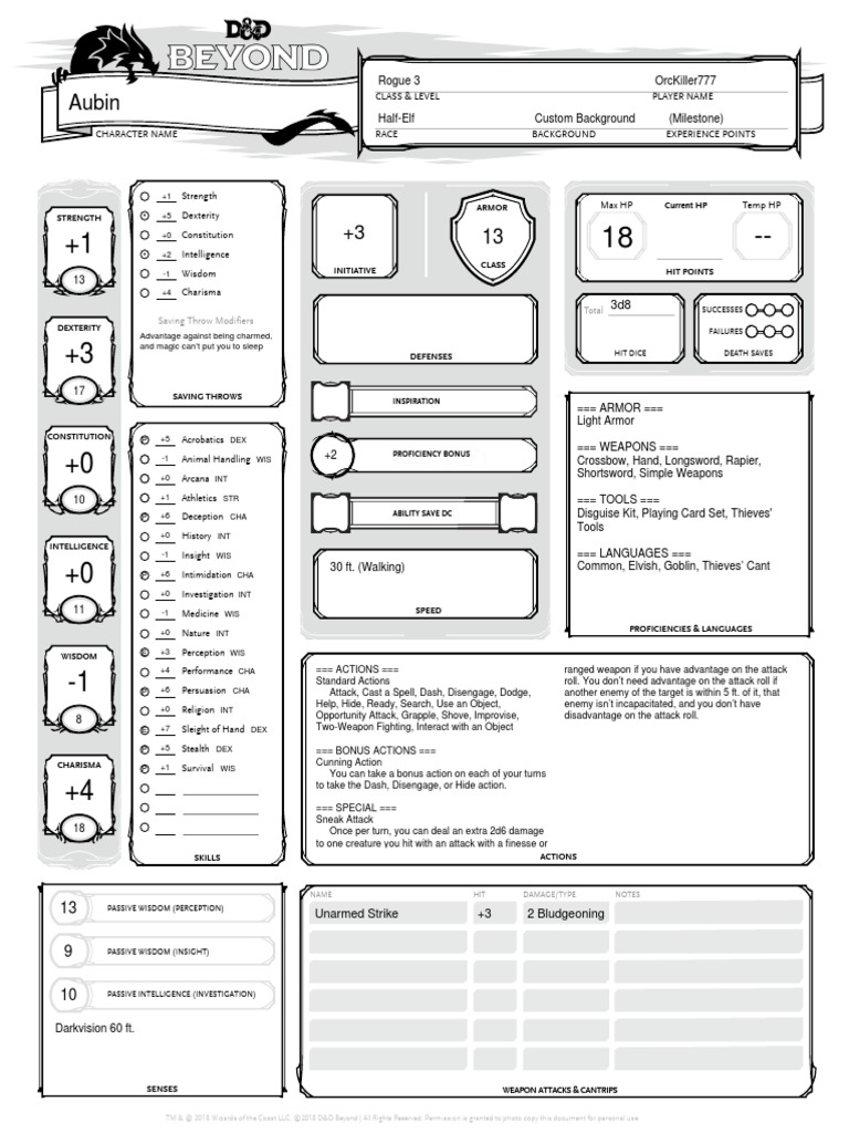 Hoja de Personaje | PDF | Role Playing Games | Dungeons & Dragons