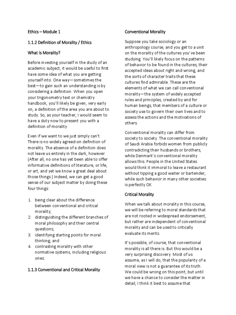 Module 1-6 - Ethics | PDF | Morality | Utilitarianism