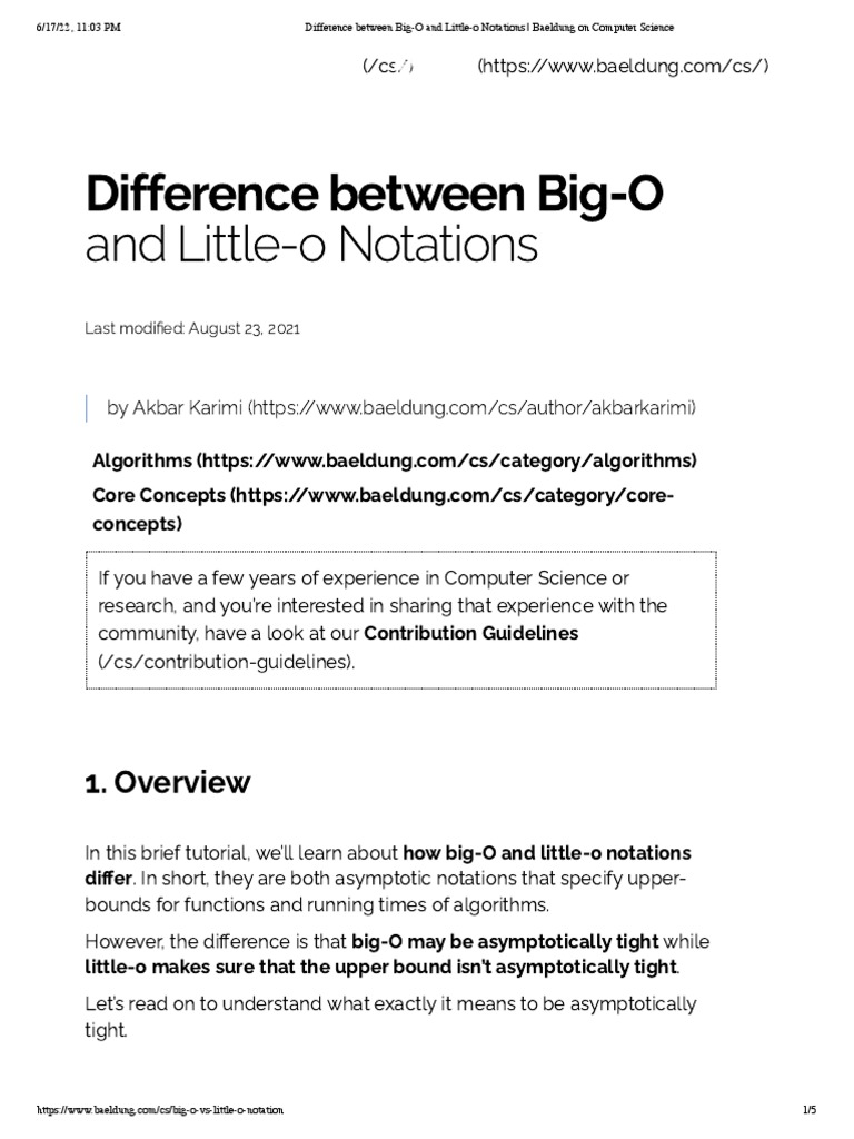 Difference Between Big-O and Little-O Notations - Baeldung On Computer ...