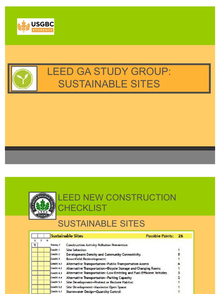 LEED Sustainable Sites Checklist | PDF