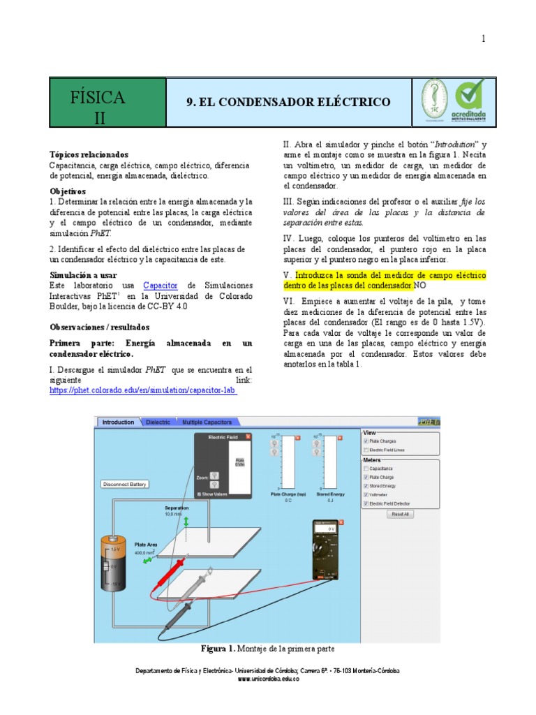 Lab7 - El Condensador Eléctrico | PDF | Condensador | Capacidad