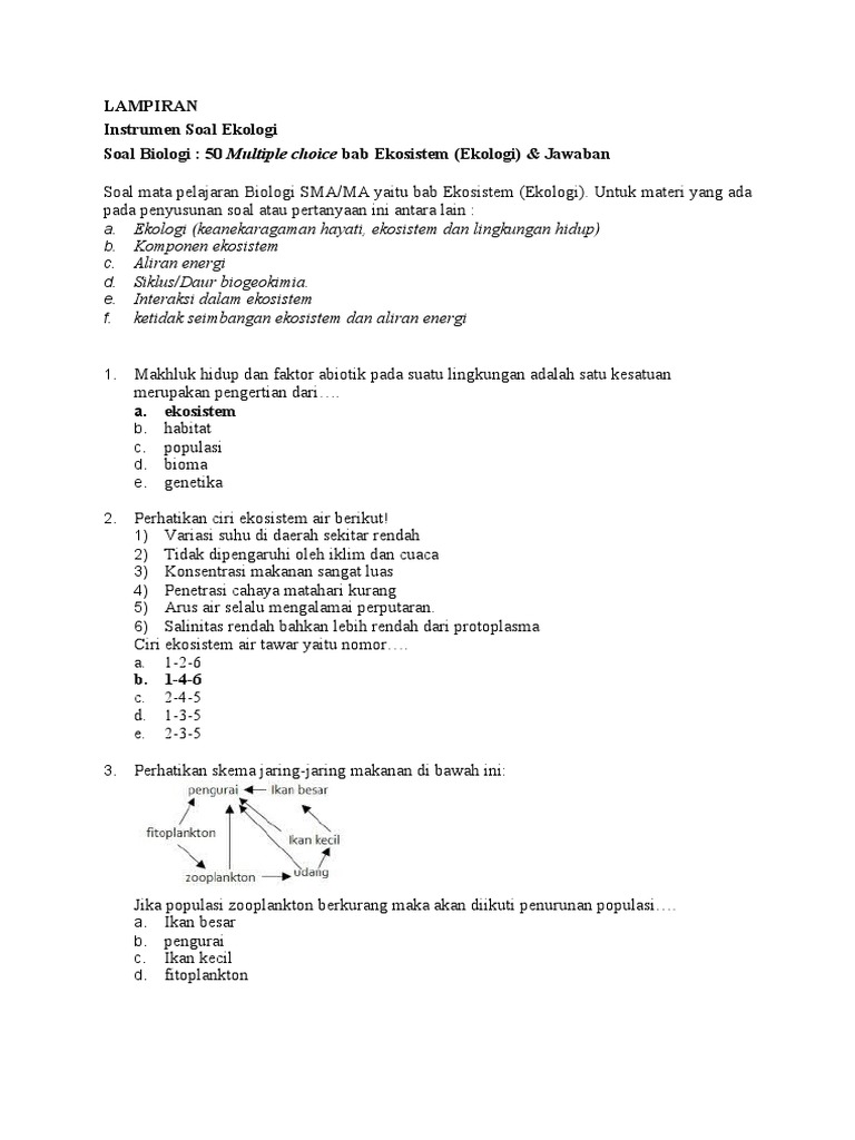 Instrumen Soal Ekologi | PDF