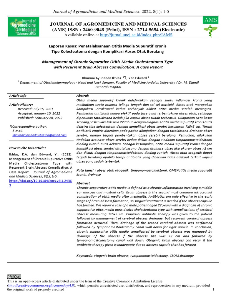 Journal of Agromedicine and Medical Sciences (AMS) ISSN: 2460-9048 ...