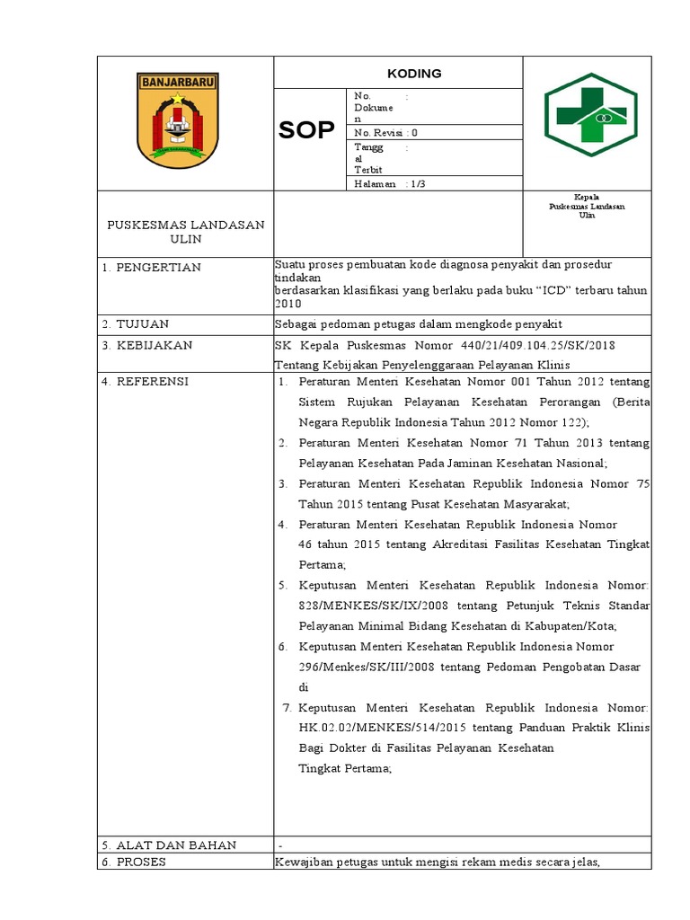 Sop Isi RM DN Pengisian Informasi Klinis | PDF