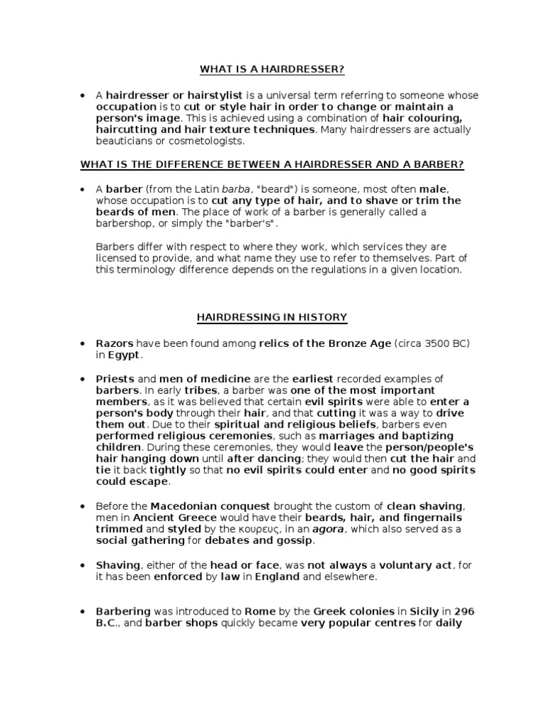Hairdressing | PDF | Hairstyle | Hairdresser