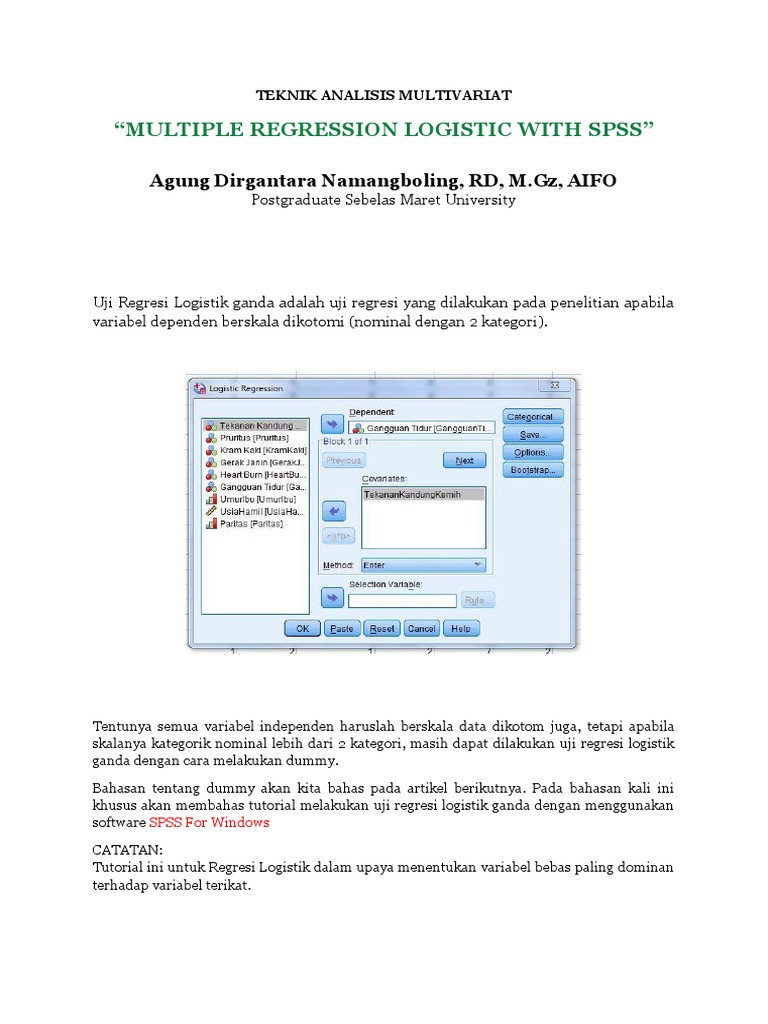 Analisis Multivariat (Regresi Logistik Ganda Dengan SPSS) | PDF