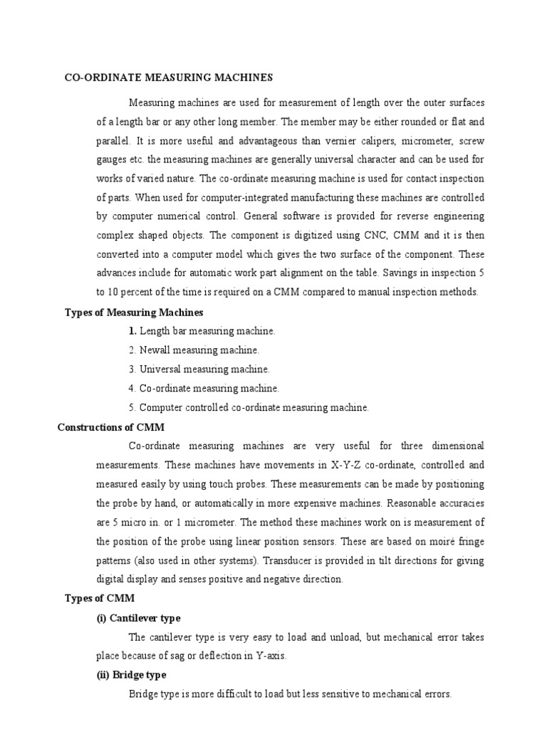 MQC U3 CMM and Laser and Automatic Inspection | PDF | Manufactured ...