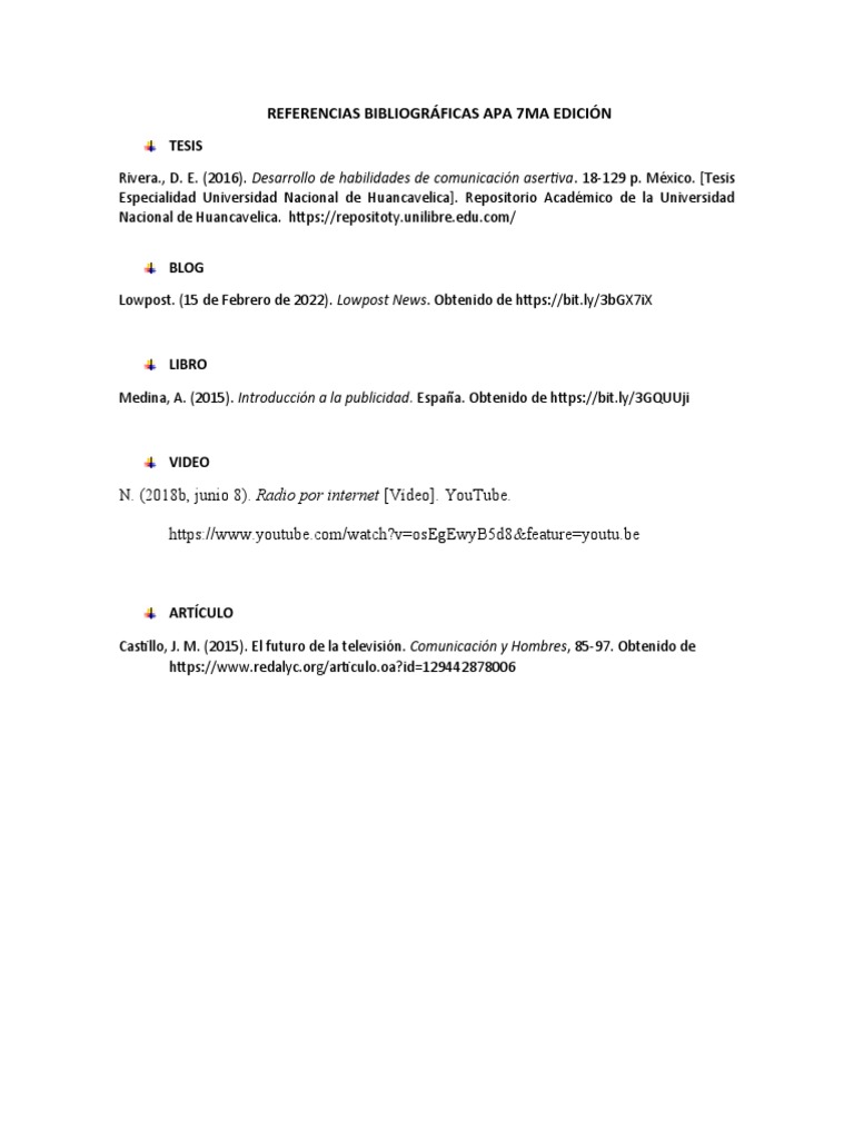 Referencias Bibliográficas Apa 7ma Edición | PDF