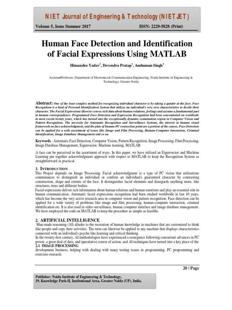 Human Face Detection and Identification of Facial Expressions Using ... Human Face Detection and Identification of Facial Expressions Using ...