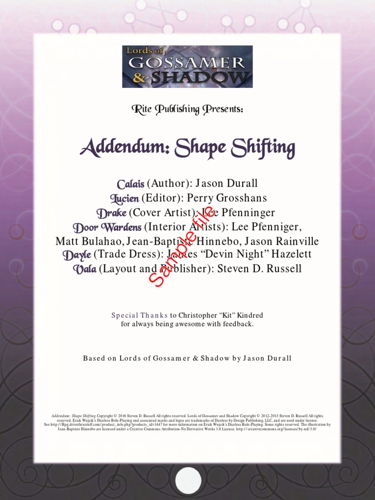 Addendum: Shape Shifting: Sample File | PDF | Shapeshifting | Clothing