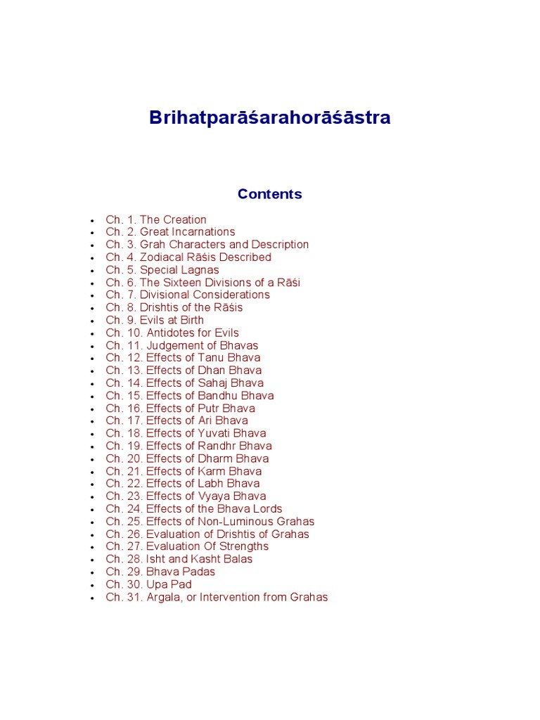 Brihat Parashara Hora Shastra PDF Guide | PDF