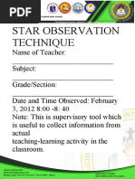 Sample of STAR Observation | PDF | Teachers | Classroom