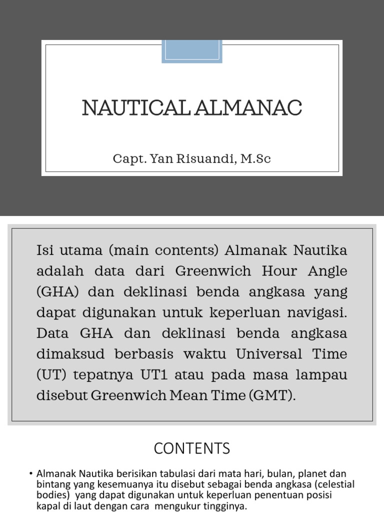 Panduan Almanak Nautika 2025 | PDF | Ilmu Sosial | Sains & Matematika