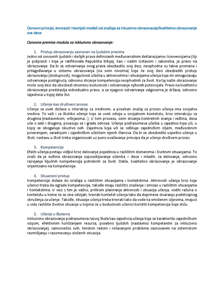 Osnovni Principi, Koncepti I Teorijski Modeli | PDF