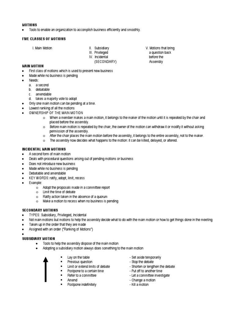 3. Descriptions of Parliamentary Motions | PDF | Government | Public Law