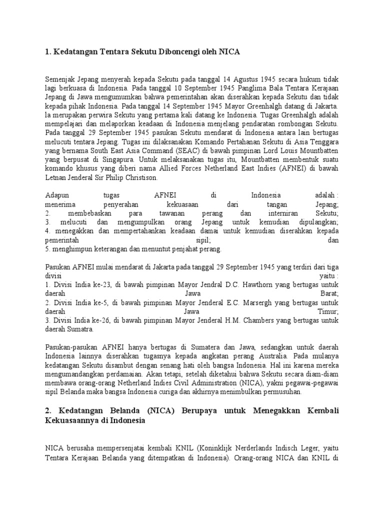 Kedatangan Tentara Sekutu Diboncengi Oleh NICA | PDF