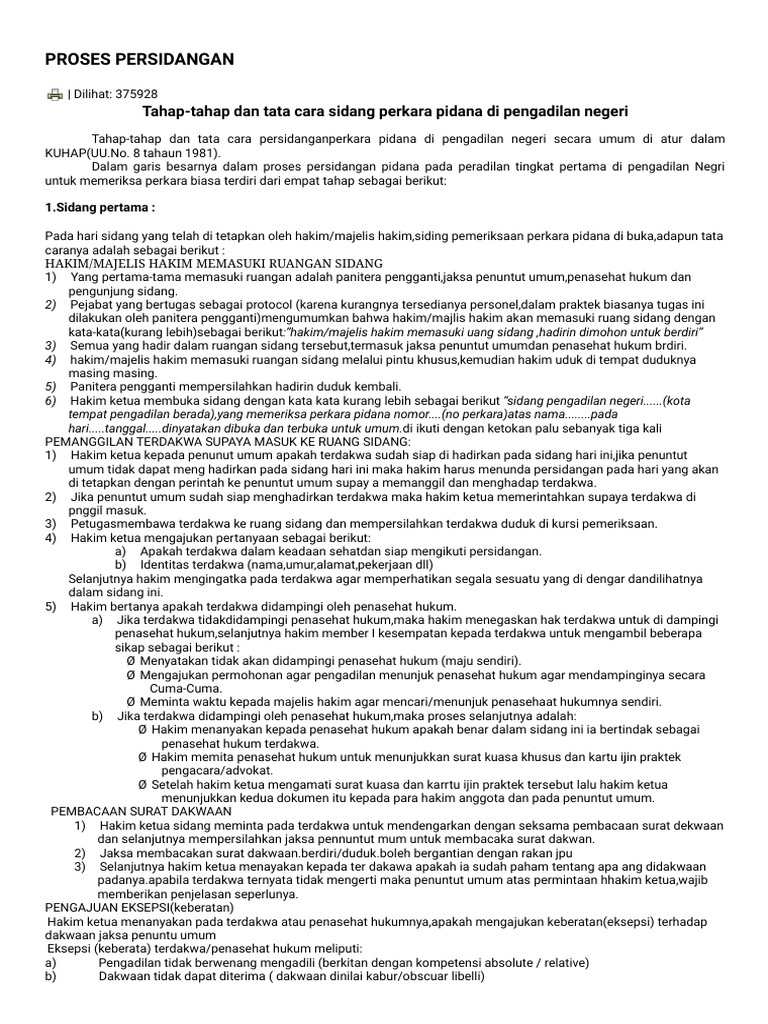 Proses Persidangan | PDF