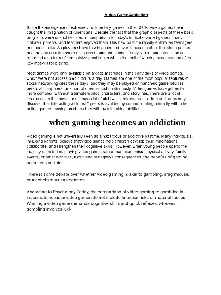 When Gaming Becomes An Addiction | PDF | Social Science