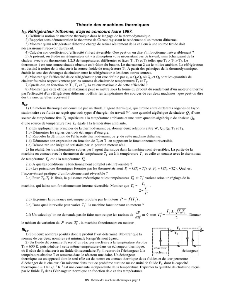 Machines thermiques : principes et calculs | PDF | Chaleur | Pompe à ...