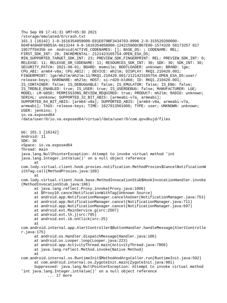 Crash | PDF | Java (Programming Language) | Android (Operating System)