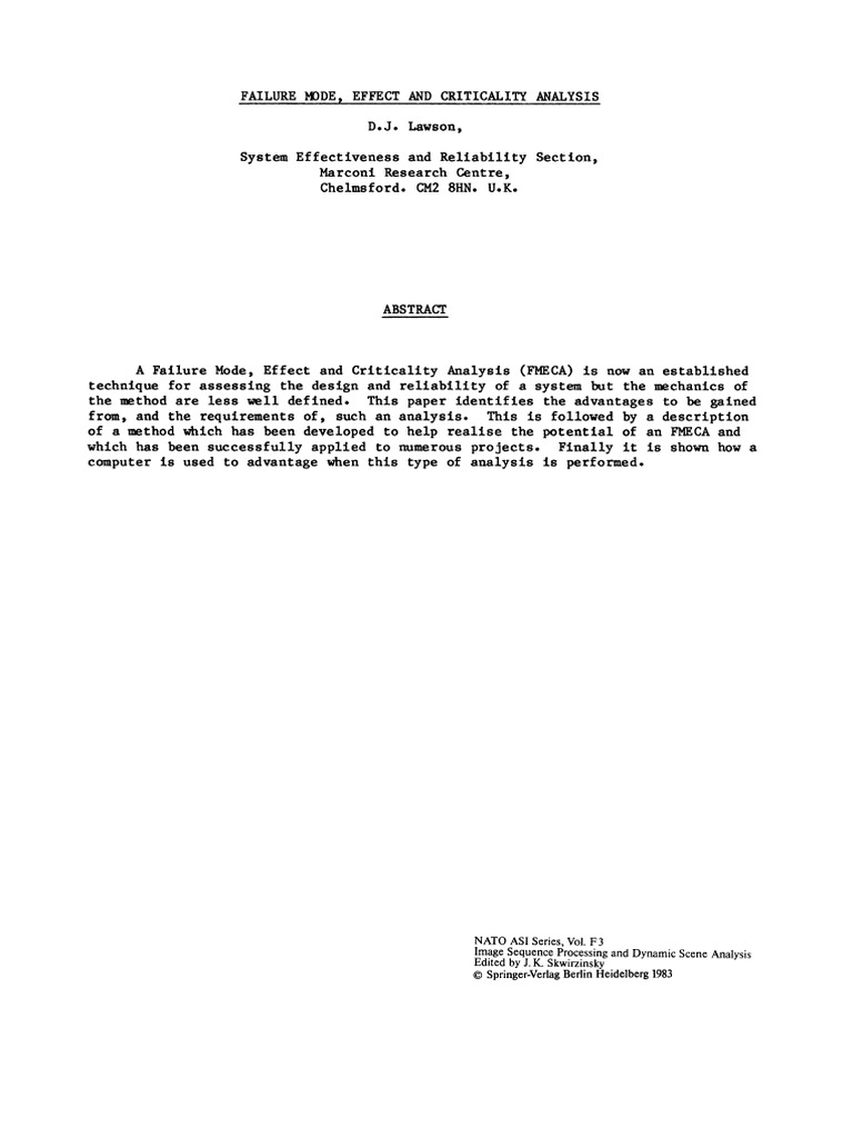 Failure Klde, Effect and Criticality Analysis | PDF | Reliability Engineering | System