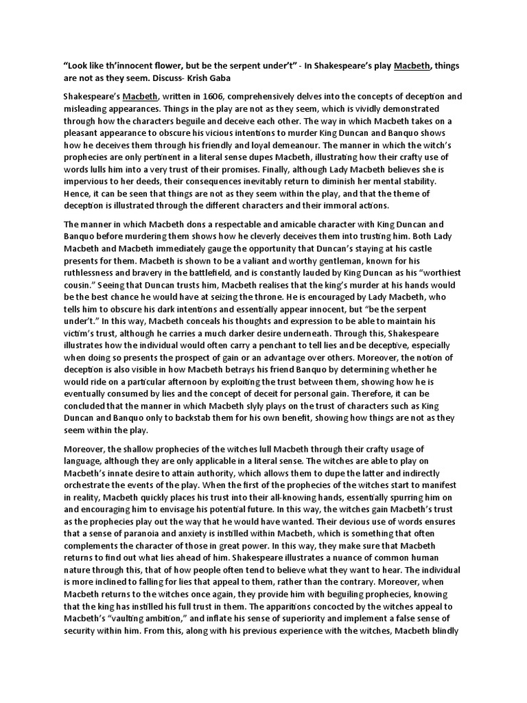 Macbeth Text Response Essay-2 | PDF | Macbeth