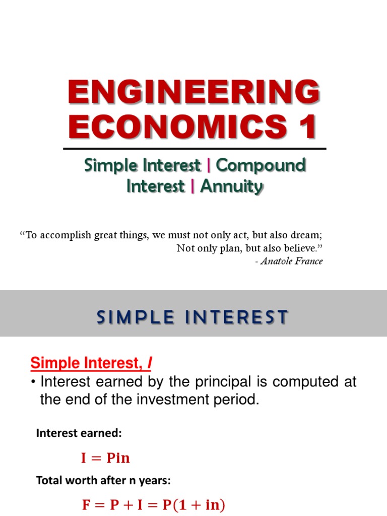 Engineering Economics 1: Simple Interest Compound Interest Annuity ...