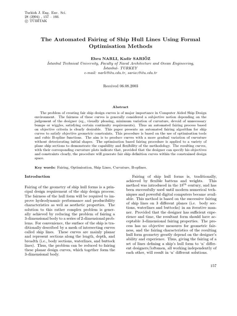 Automated Fairing of Ship Hull Lines | PDF | Mathematical Optimization ...