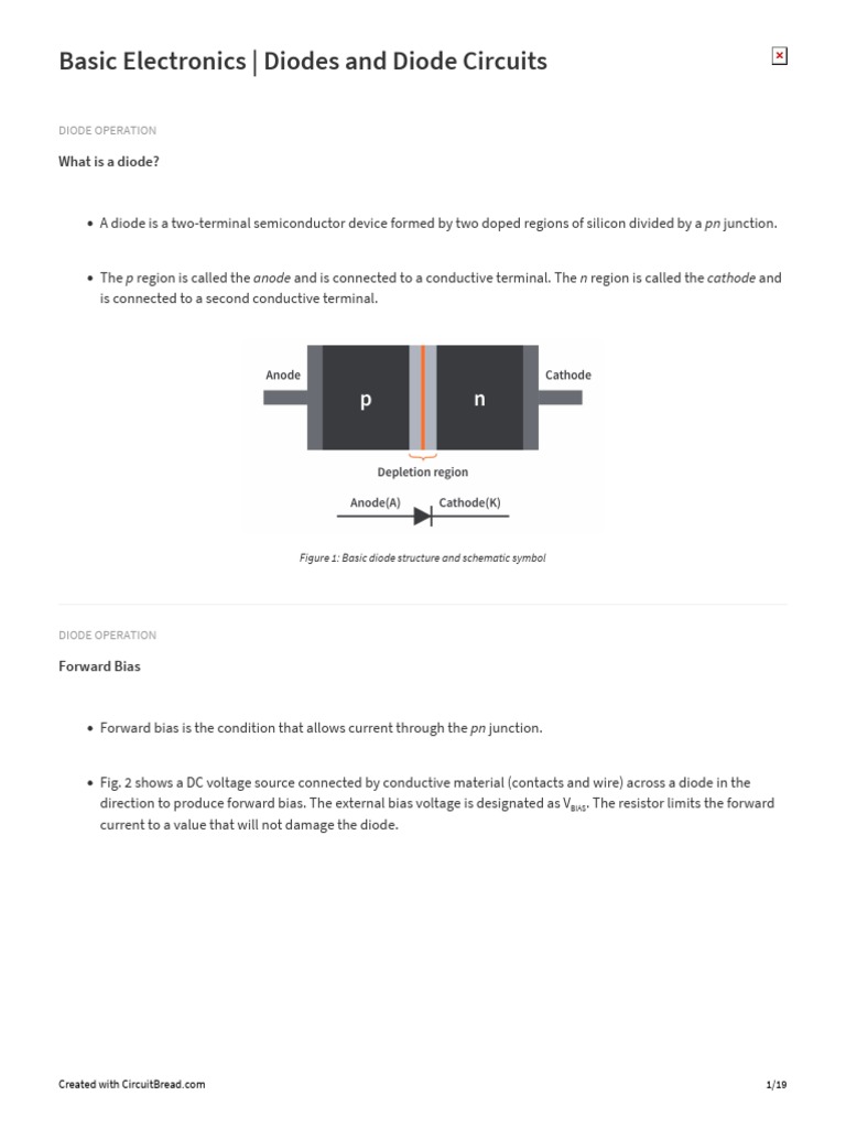 Basic Electronics - Diodes and Diode Circuits: What Is A Diode? | PDF | Diode | Rectifier